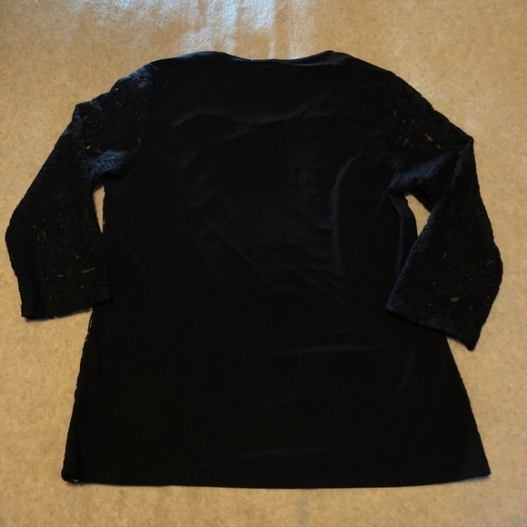 indigo Rose | Tops | Indigo Rose Lace Front Top With 34 Sleeves | Poshmark